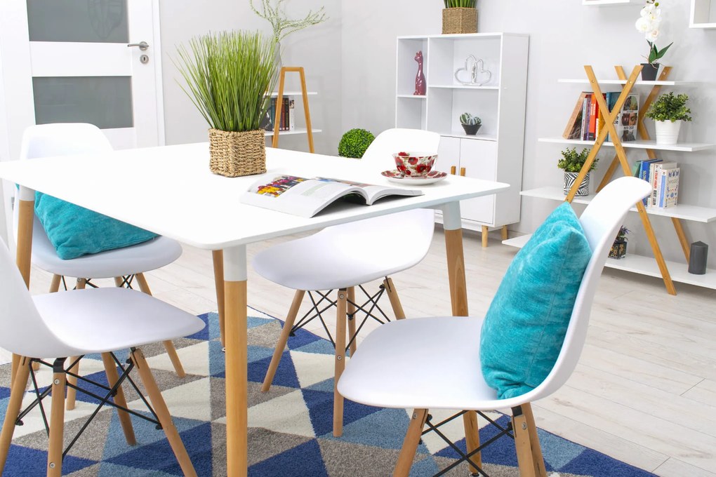 ARCHIV Jídelní set 1 + 4, stůl ADRIA 120x80cm bílý + židle BALI MARK černá