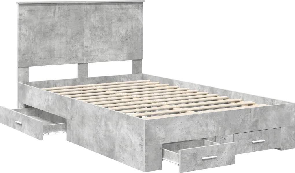 Rám postele s čelo Betonově šedá 120 x 190 cm Kompozitní dřevo 3411335
