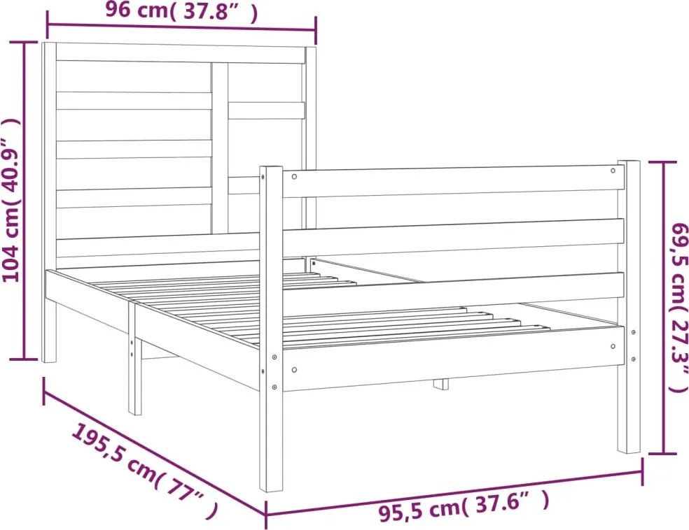 vidaXL Rám postele masivní dřevo 90 x 190 cm jednolůžko [3105826] Barva: Přírodní