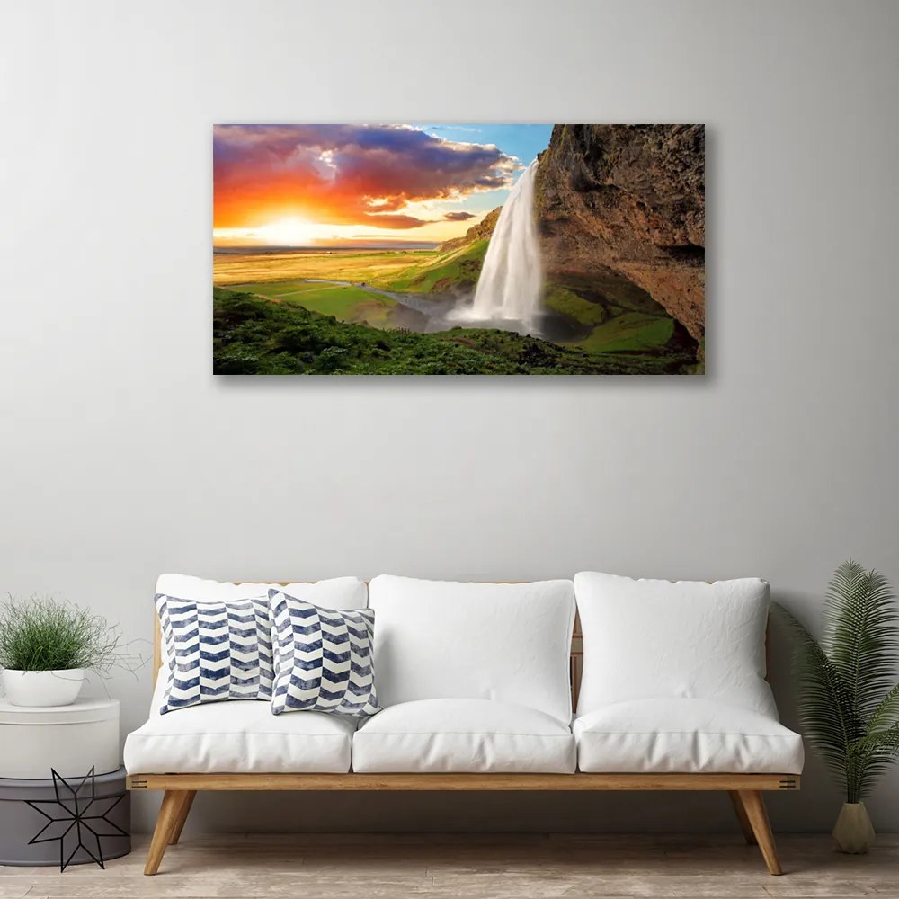 Obraz na plátně Hora Vodopád Příroda 100x50 cm