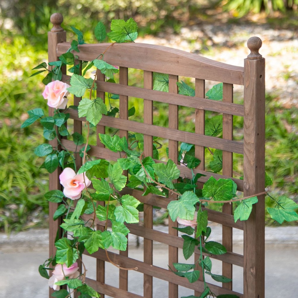 Outsunny Vysazovací Bedna s Trellis pro Květy, Vysazovací Box s Růžovým Obloukem a Podporou pro Popínavé Rostliny, Dřevo, Tmavě Hnědé 64 x 28 x 120 cm