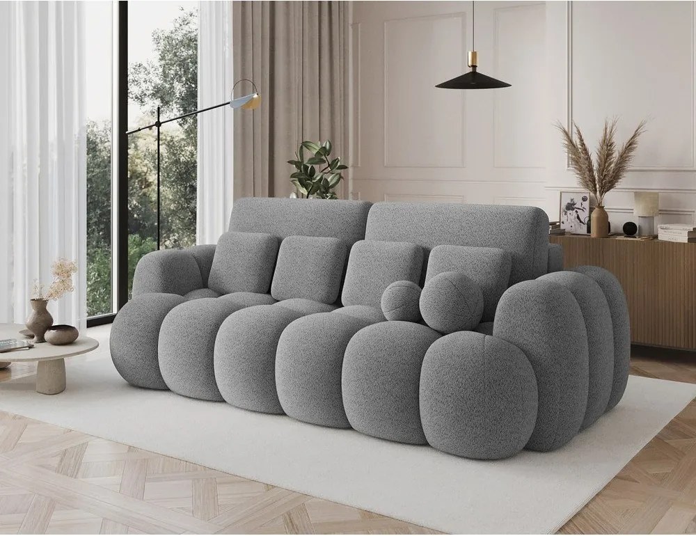 Šedá rozkládací pohovka z textilie bouclé 256 cm Cotonn – ELTAP