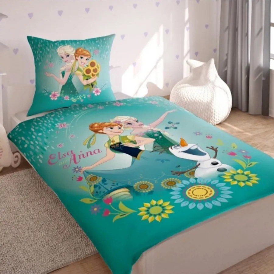 Bavlněné povlečení Ledové království - Frozen - motiv Elsa & Anna - 100% bavlna - 70 x 90 cm + 140 x 200 cm