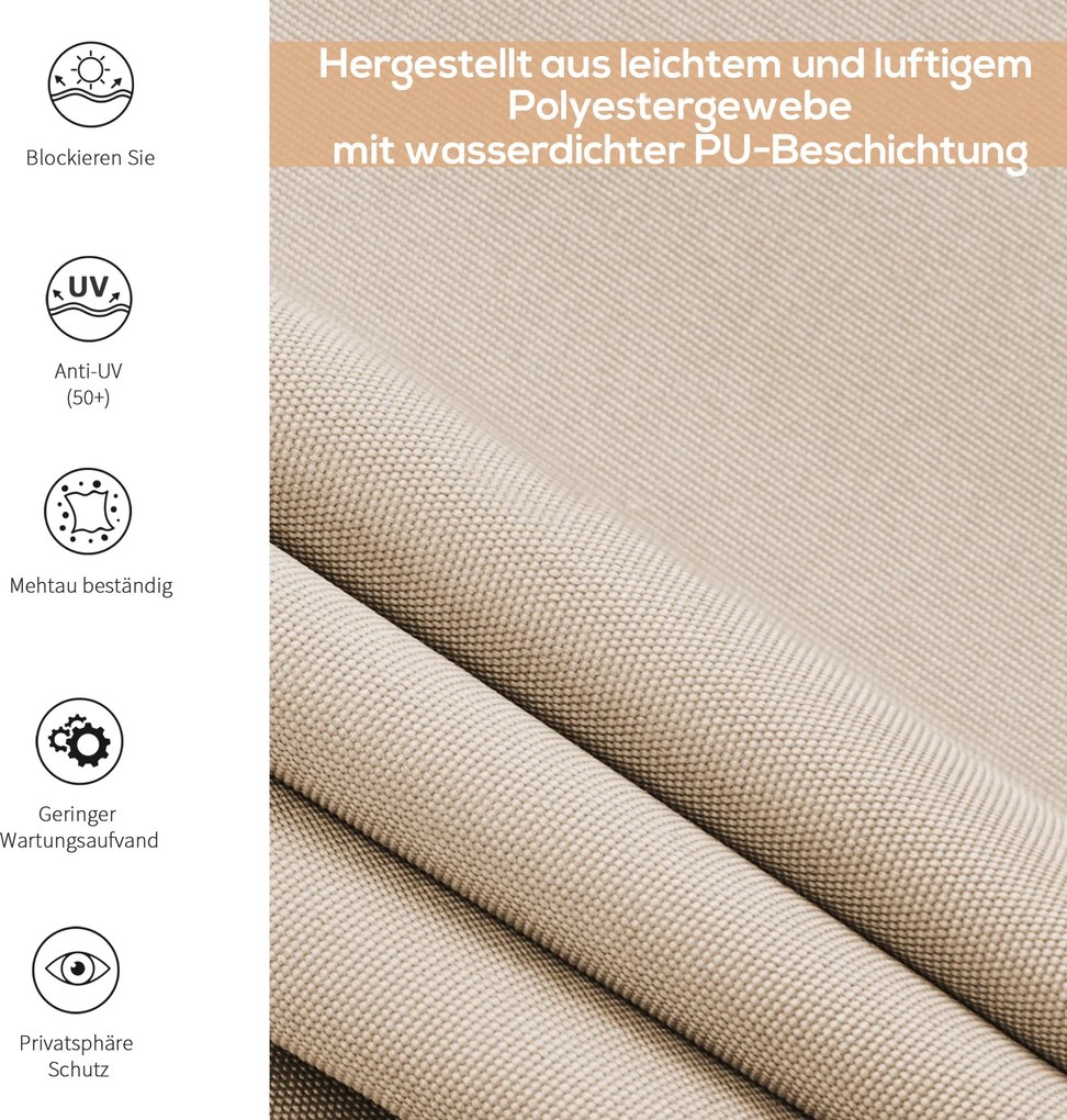 Outsunny Venkovní Rolovací Záclona 2,5 x 1,6 m Skladatelný Vertikální Sluneční Stín s Kličkou, Hliník a Polyester 280 g/m² UV50+ Ochrana pro Balkon, …