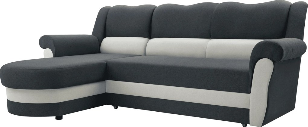 Rohová rozkládací sedací souprava do L BRUNO, 240 cm, s úložným prostorem Roh pohovky: Levý roh, Barva látky: Bílá a černá Eko kůže (Soft 11 + Soft 17)