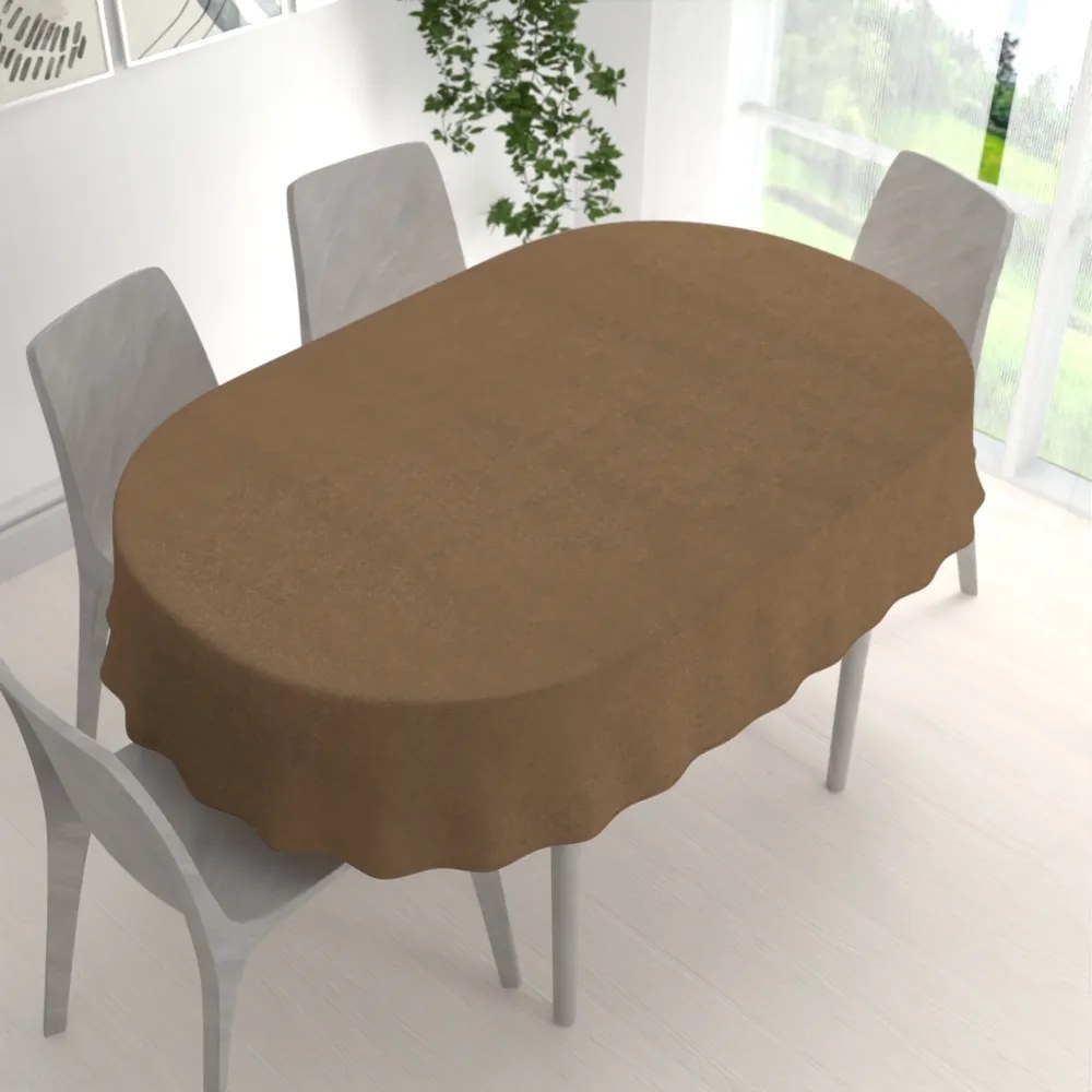 Biante Oválný ubrus/imitace broušené kůže Alcantara ALC-015 Světle hnědý 80x120 cm