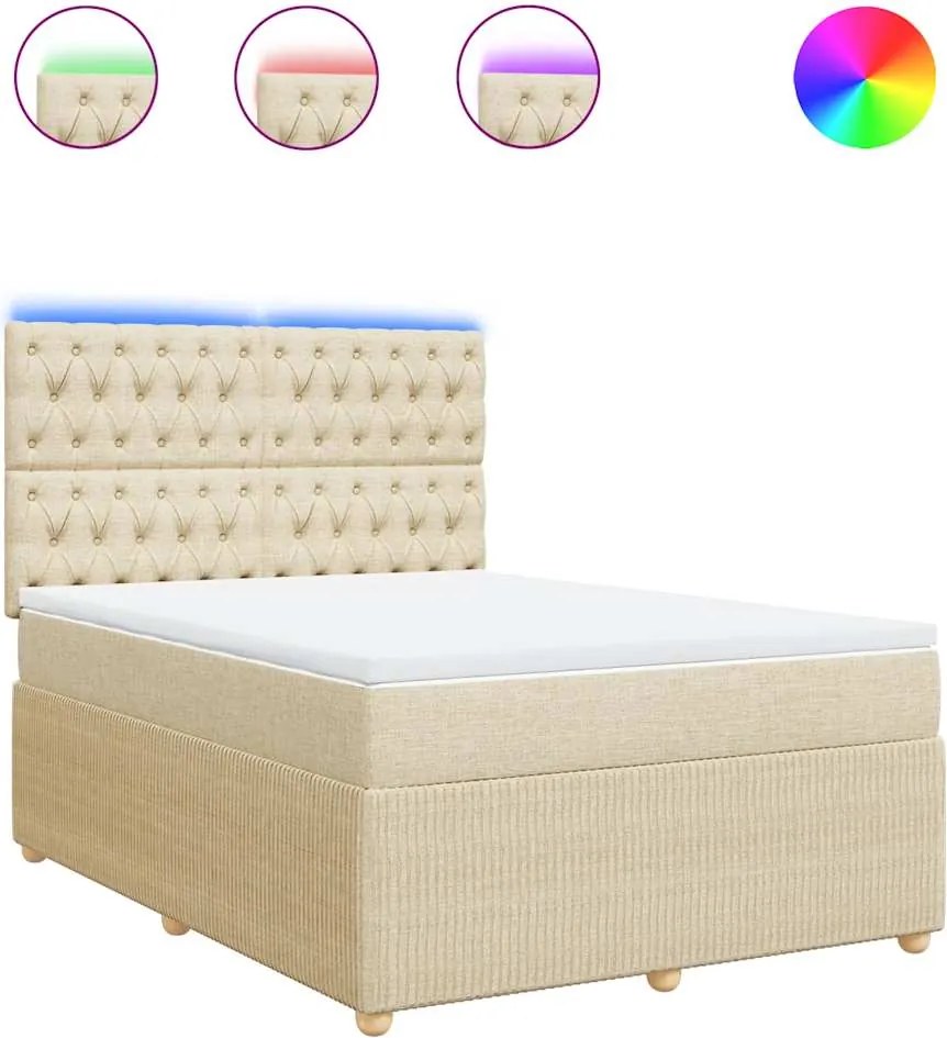 Box spring postel s matrací krémová 160x200 cm textil 3294419