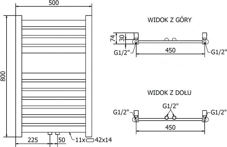 Mexen Uran, elektrické topné těleso 800x500 mm + topná tyč 300 W, zlatá lesklá, W105-0800-500-2300-50