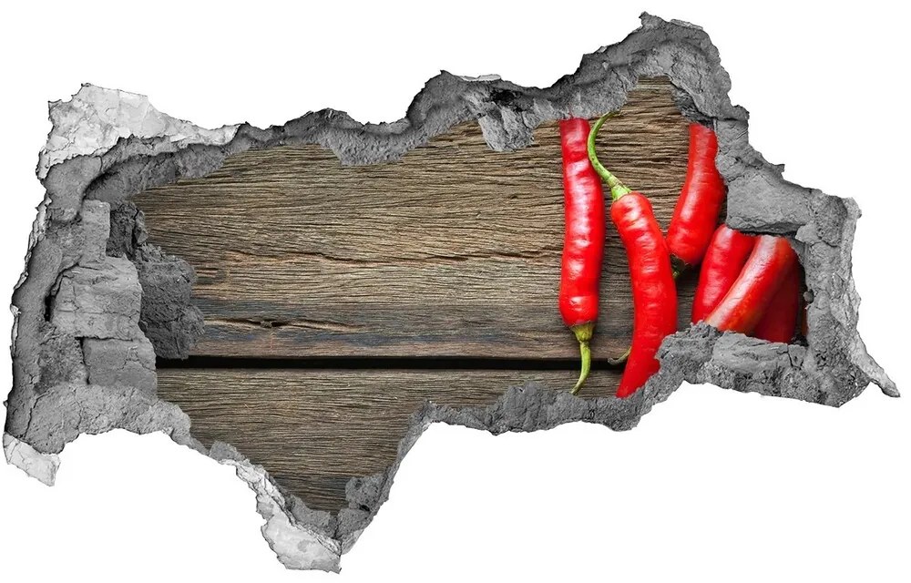 Wallmuralia Nálepka 3D díra samolepící Chilli papričky 95x73 cm