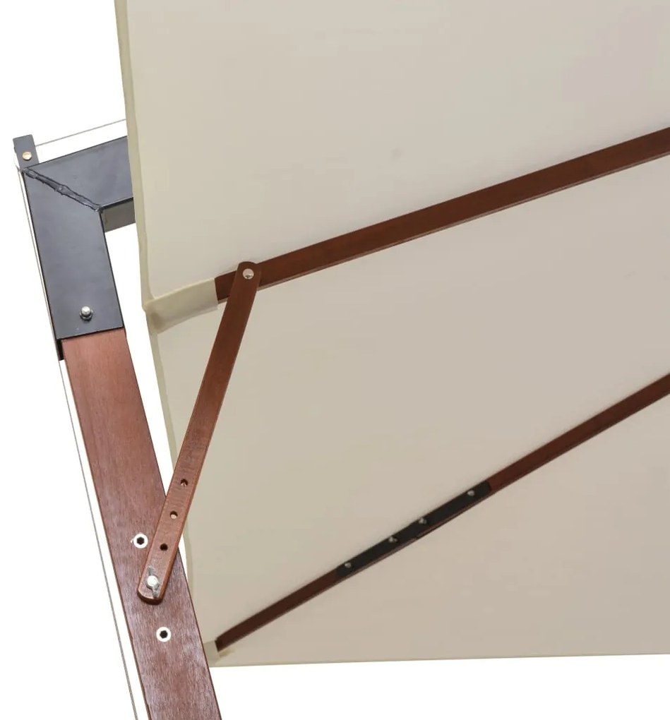 Závěsný slunečník s dřevěnou tyčí, 300x300 cm, bílá - Default Title