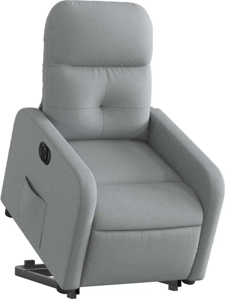 Elektrické zvedací polohovací křeslo světle šedé textil 3206813
