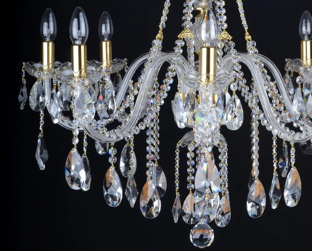 8 Arms Crystal chandelier with smooth glass arms &amp; Cut almonds