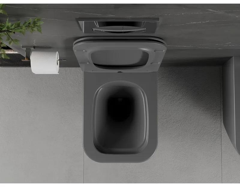 Mexen Madox WC mísa Rimless s pomalu padající deskou slim, duroplast, Světle matová šedá - 30154061