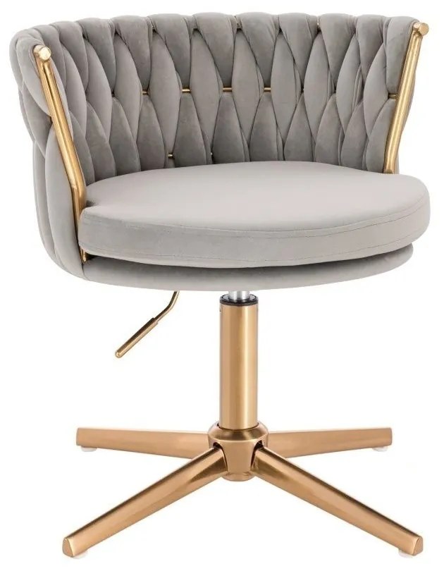 LuxuryForm DESIGN Otočná židle LYON VELUR na zlatém kříži - světle šedá