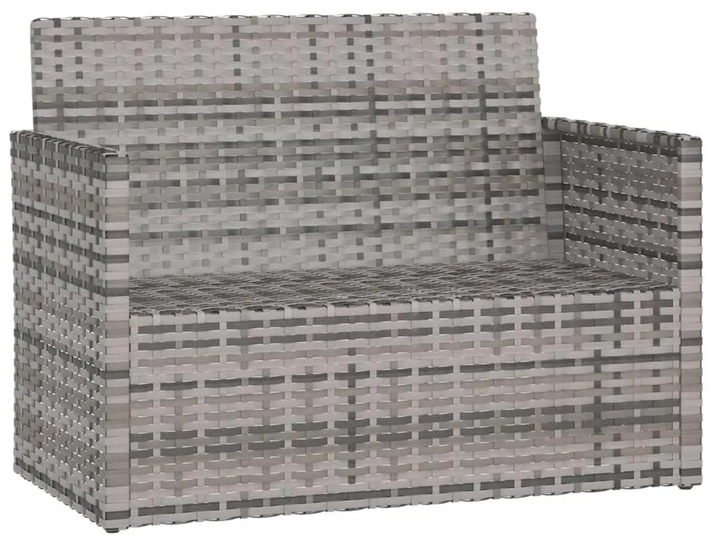 Zahradní lavice s poduškami šedá 105 cm polyratan,  362319