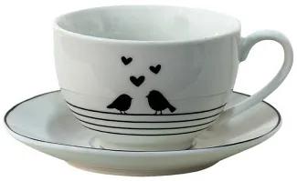 Porcelánový šálek s podšálkem LOVE BIRDS