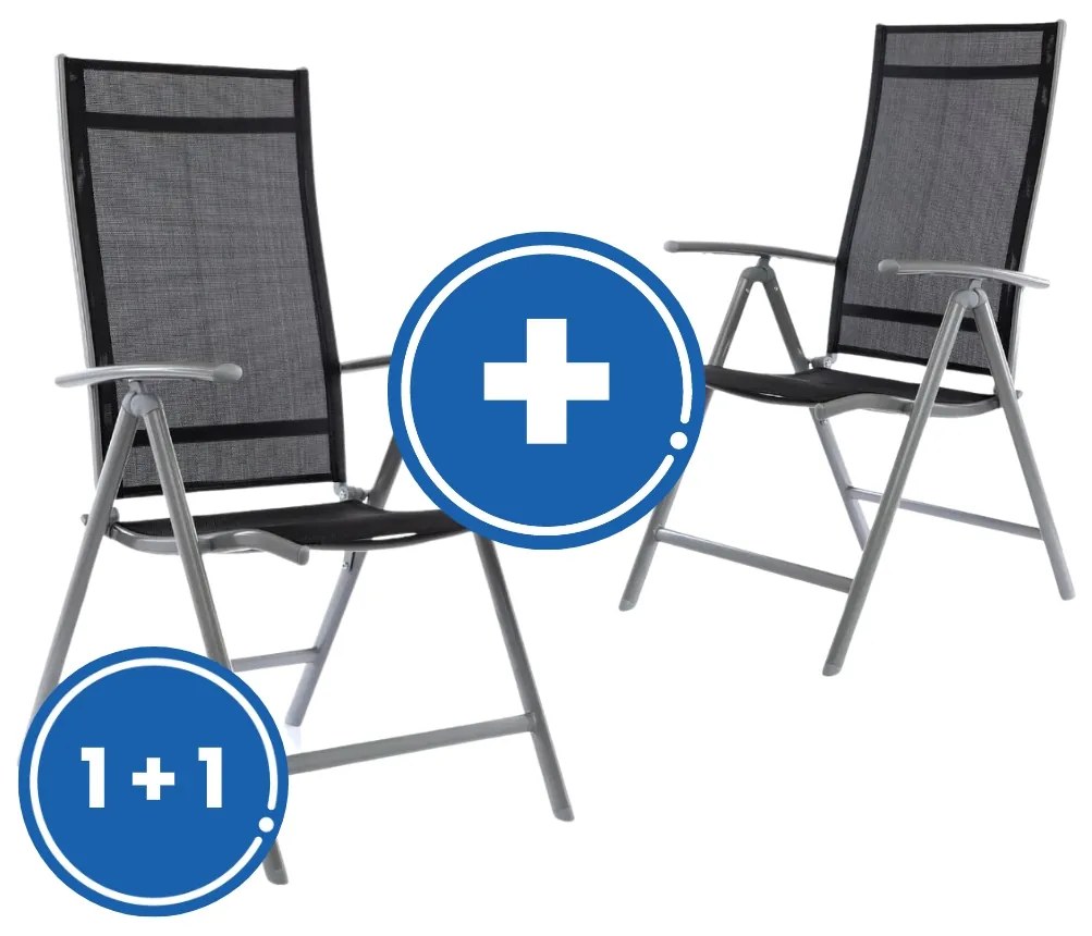 Zahradní židle Conrado 1 + 1 ZDARMA, černá / šedá