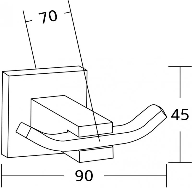 Mexen příslušenství, VANY držák na ručníky, 2-háček, černá, 7020935-70