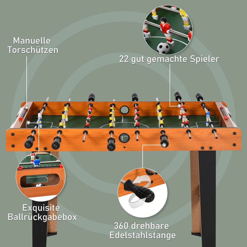 Stolní fotbal s nerezovými tyčemi, pro dospívající a dospělé, 84,5x40x61,2 cm, černý