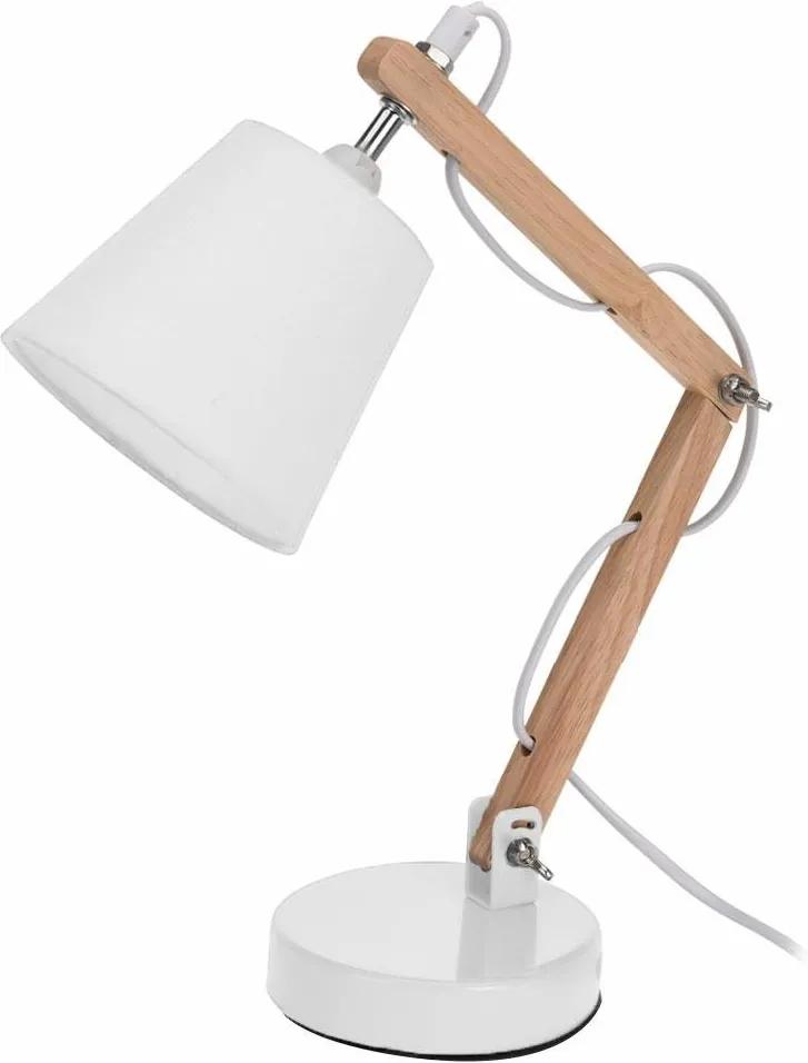 DekorStyle Bílá stolní lampa se stínidlem