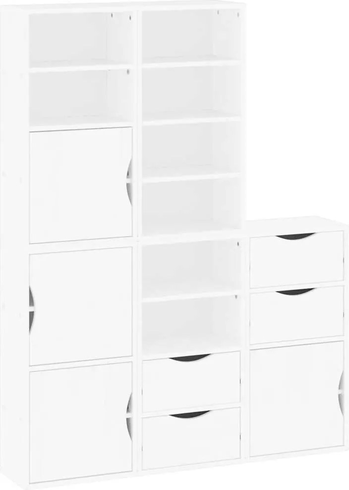 Boční skříňky 5 ks "ODDA" Bílá 40x24x79 cm Borovicový masiv 3365359