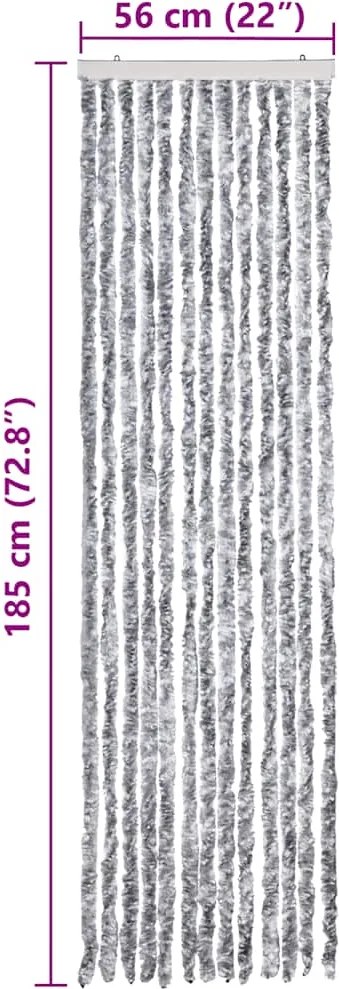Závěs proti hmyzu bílý a šedý 56 x 185 cm Chenille 284279