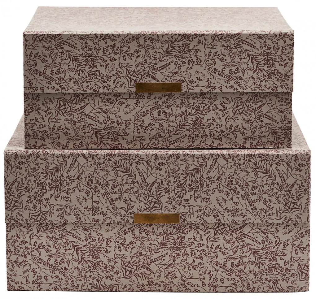 House Doctor Úložný box Floral Grey Menší, červená barva, šedá barva, papír