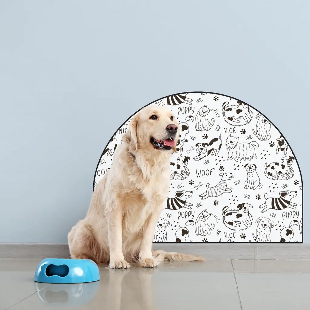 PIPPER. Ochranná textilní nálepka na zeď - Oblouk - Veselí psi Velikost: 120x96cm, Jméno: Se jménem