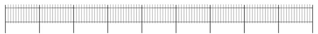 277619 vidaXL Zahradní plot s hroty ocelový 15,3 x 1 m černý