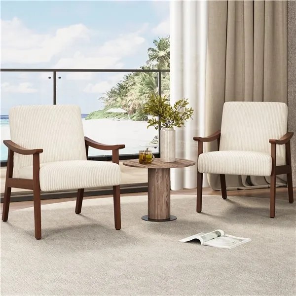 Křeslo Yaheetech – béžová, 62 cm (šířka) × 70,5 cm (hloubka) × 74 cm (výška), polyester (267499531398)