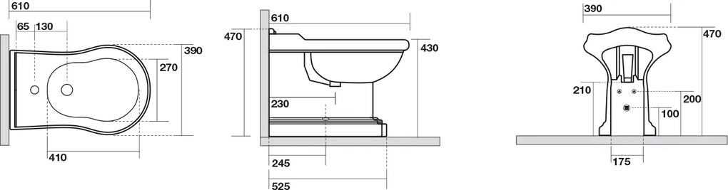 Kerasan, RETRO bidet 39x43x61cm, 102201