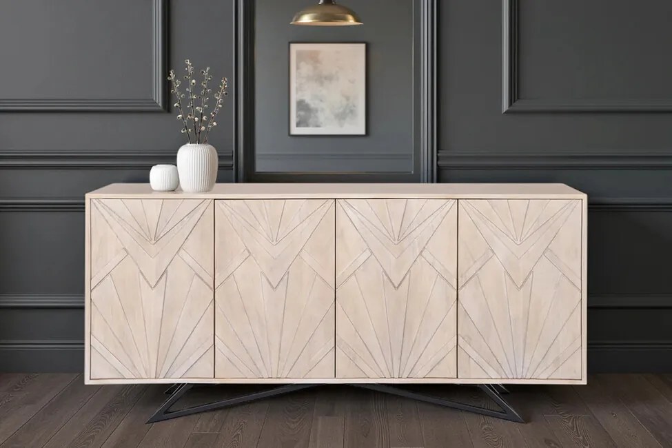 Designová komoda z masivu Atika 3D vzory mango 170cm