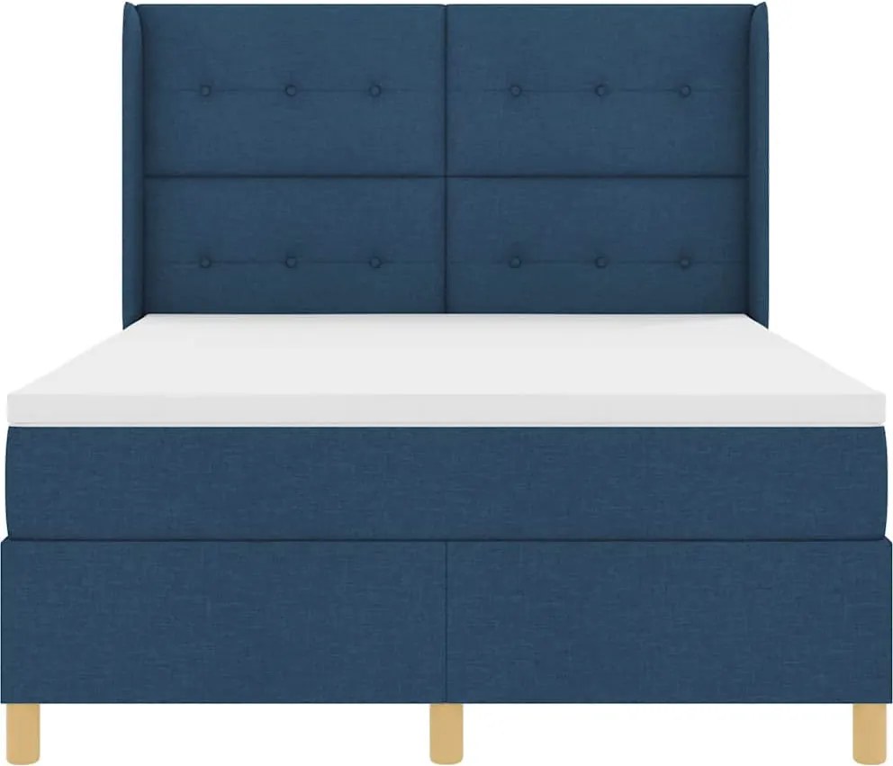 Postel s boxspringem s čelo Modrá 160 x 200 cm textil 3341846