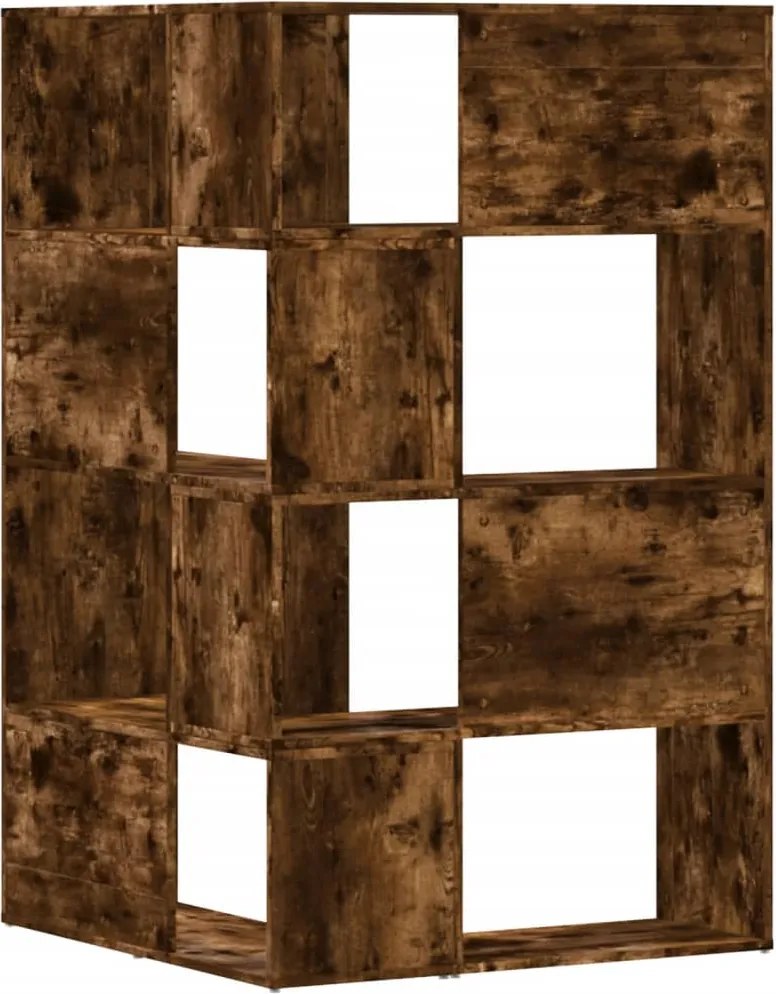 Rohová knihovna 4patrová kouřový dub 85 x 85 x 140 cm kompozit 3307814