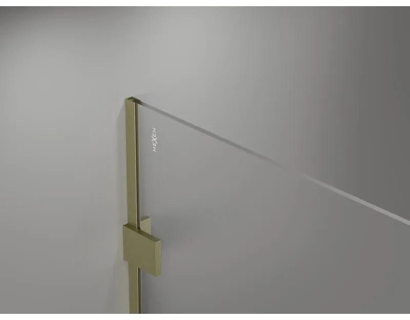 Mexen Lunar sprchová stěna levá 150 x 200 cm, 8mm čiré sklo, zlatá matná, 830-150-000-55-00-L