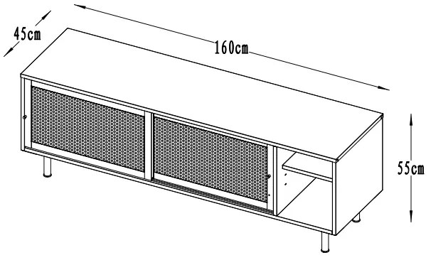 Designový TV stolek Taiyanna 160 cm šedý