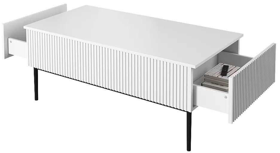 Konferenční stolek Nicole - bílý mat / černé nožky