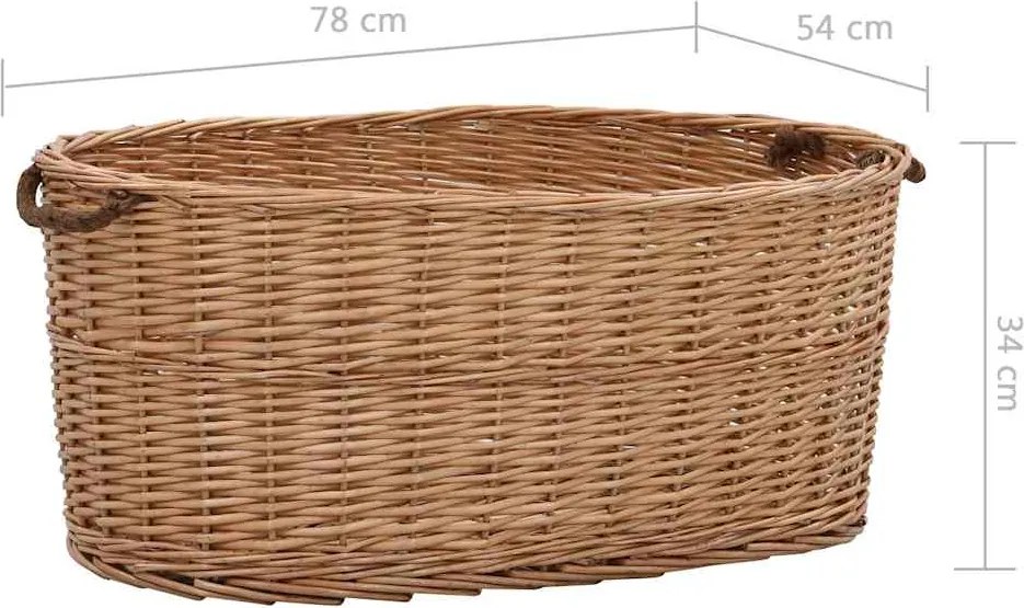 Koš na dřevo s držadly 78 x 54 x 34 cm přírodní vrba 286983