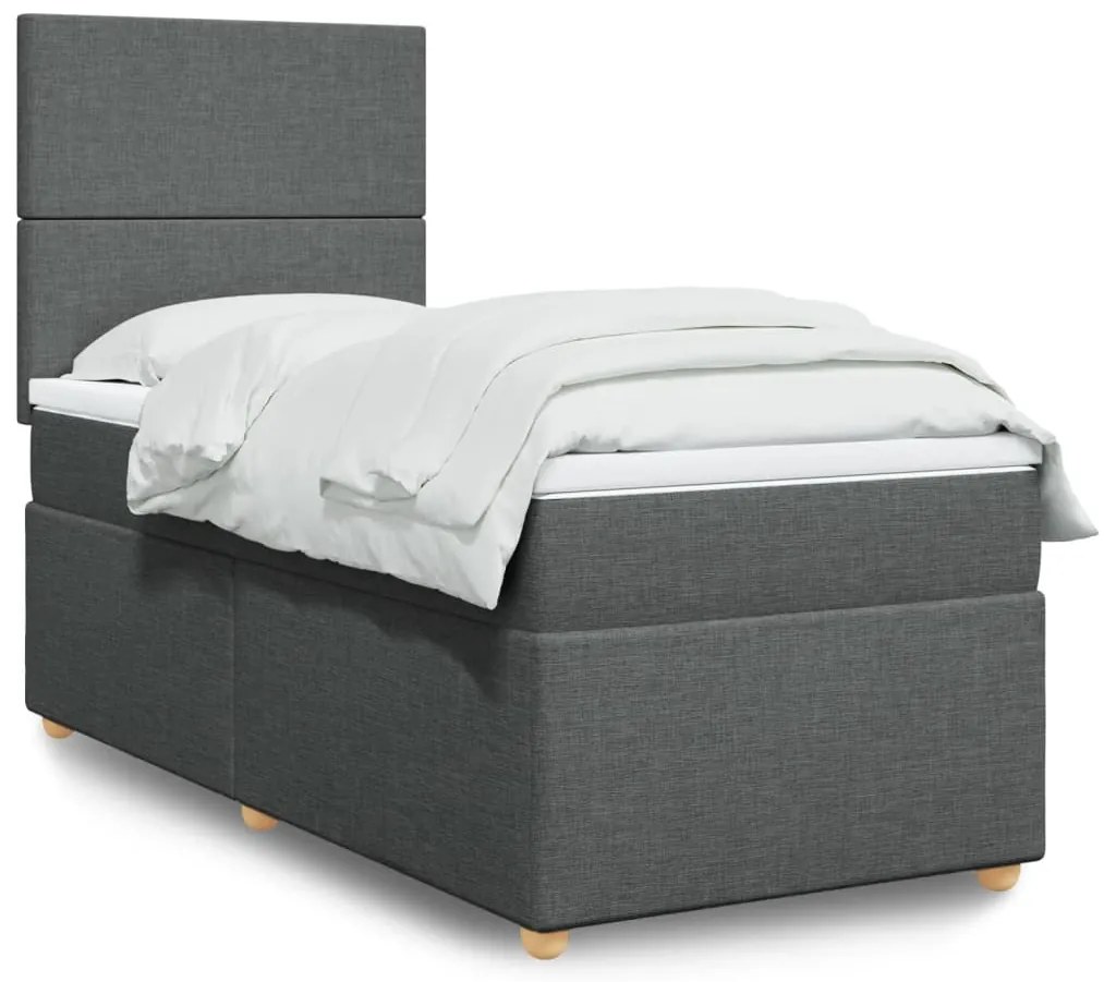 Box spring postel s matrací tmavě šedá 90x190 cm textil 3293429
