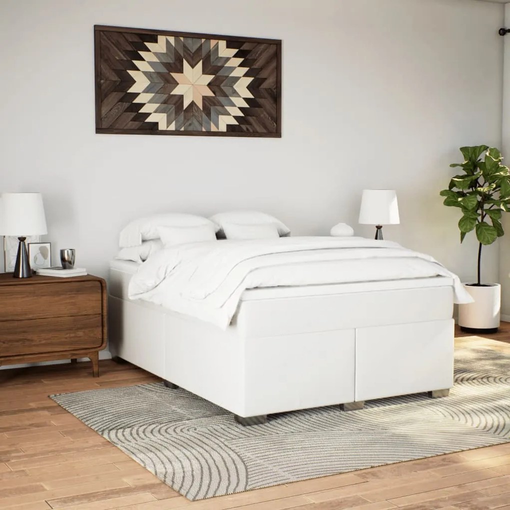 Box spring postel s matrací bílá 140 x 190 cm umělá kůže 3285210