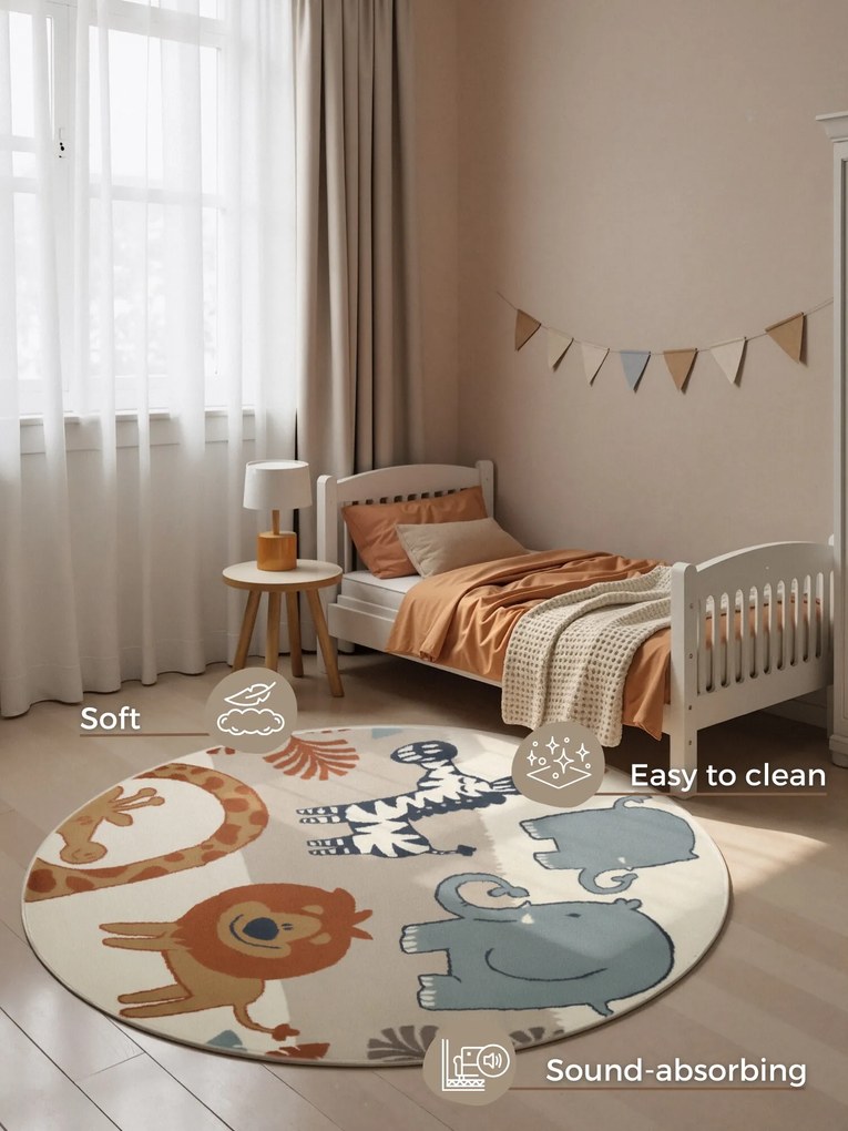 Hanse Home, Dětský koberec Adventures 106409 Cream Multicolor kruh, 160x160 (průměr) kruh, vícebarevná, dětský pokoj