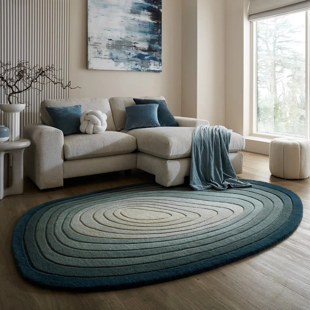 Modrý vlněný koberec 200x290 cm Puddle Ombre Wool – Flair Rugs