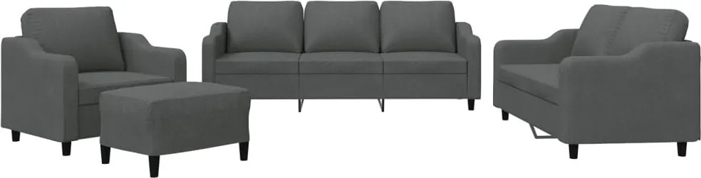 4dílná sedací souprava s poduškami tmavě šedá textil 3201779