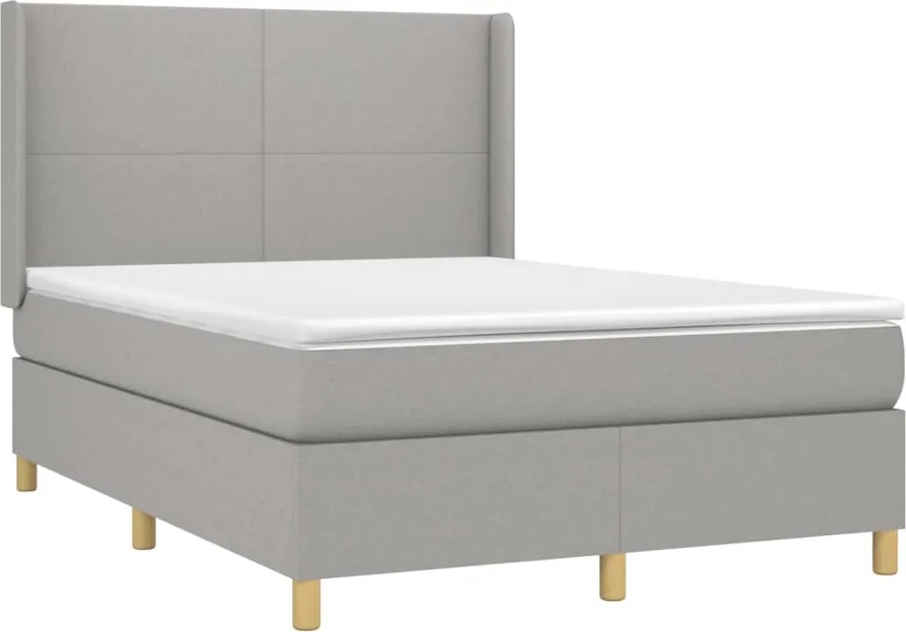 Box spring postel s matrací a LED světle šedá 140x200 cm textil 3138717