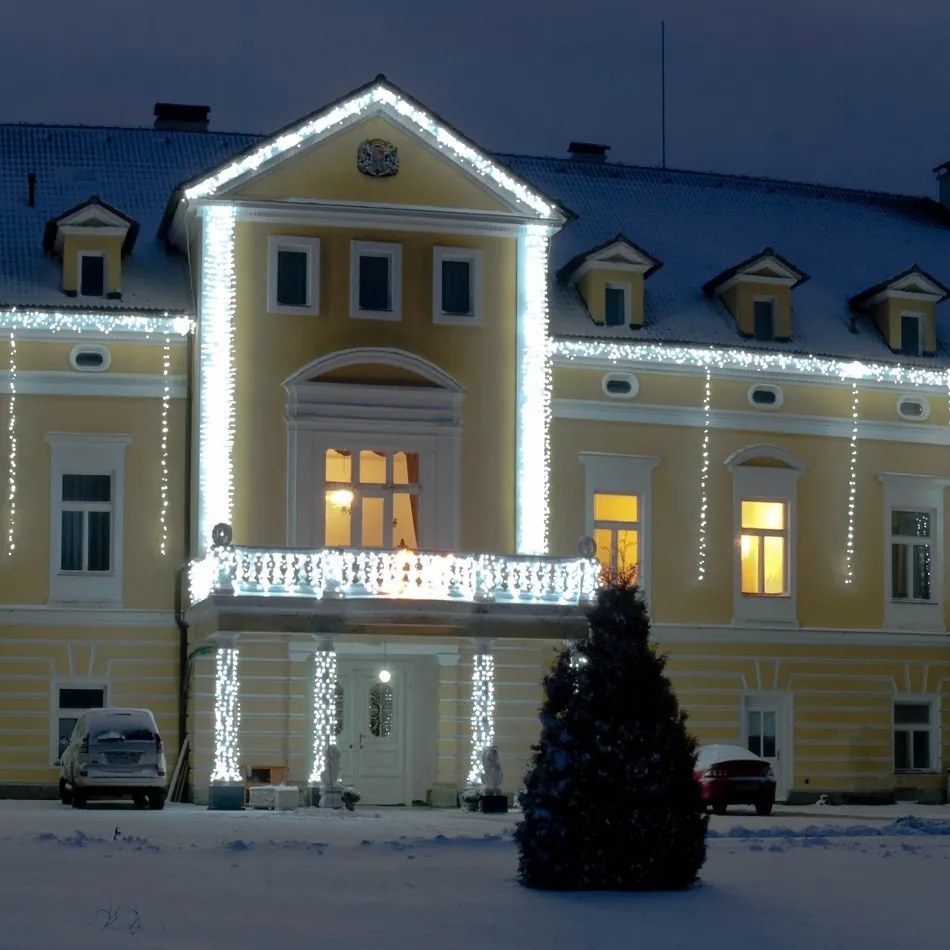 LED světelný řetěz 20 m, ledově bílá, 120 diod, IP67, bílý kabel
