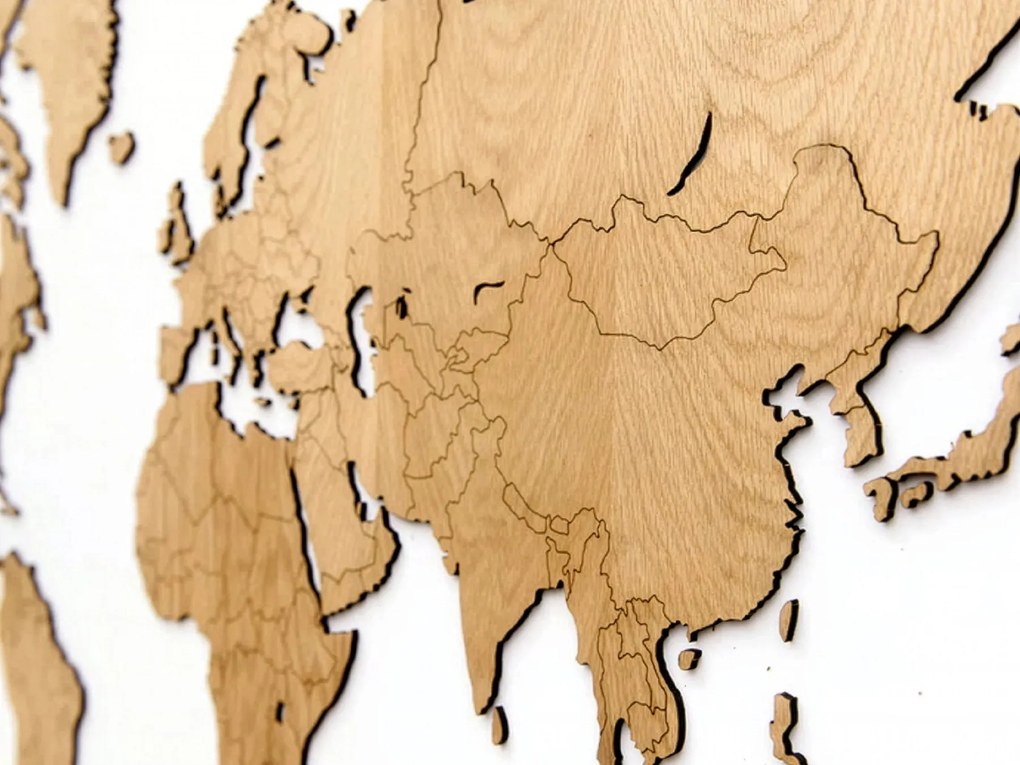 Dřevěná mapa světa Premium Timber Dub