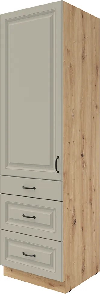 STILO ac | vysoká skříňka 60 DKS-210 3S 1F potravinová | 60 cm | UNI dvířka | artisan/světle šedá