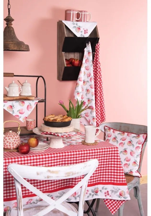 Porcelánová konvička se sítkem červená kvítka - Ø 14*14 cm / 0,7L