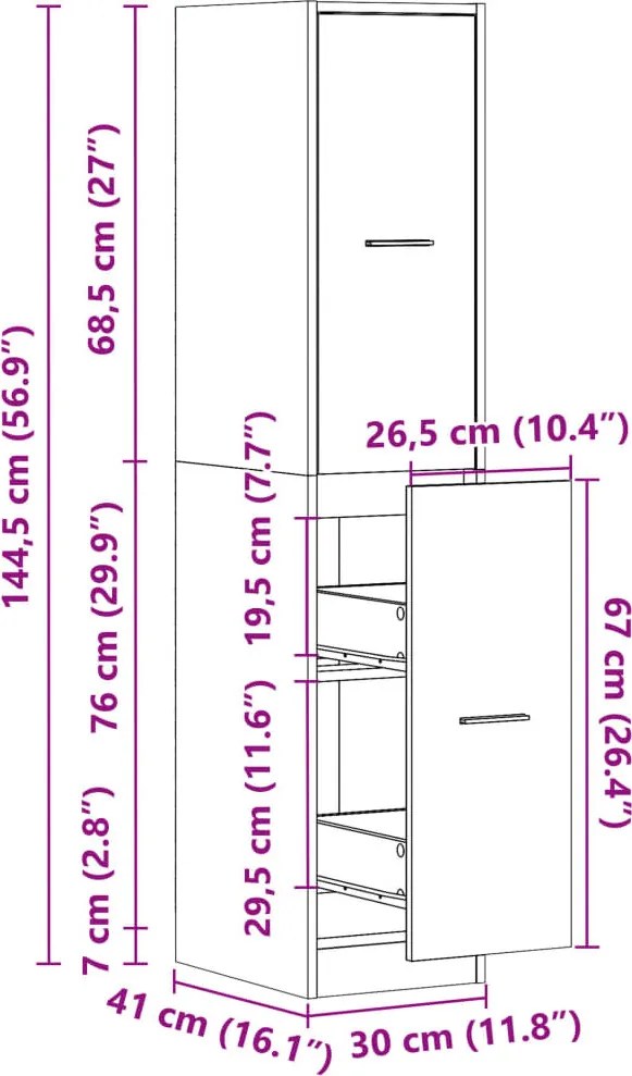vidaXL Skříňka na léky 30 x 41 x 144,5 cm kompozitní dřevo [855529] Barva: Bílá