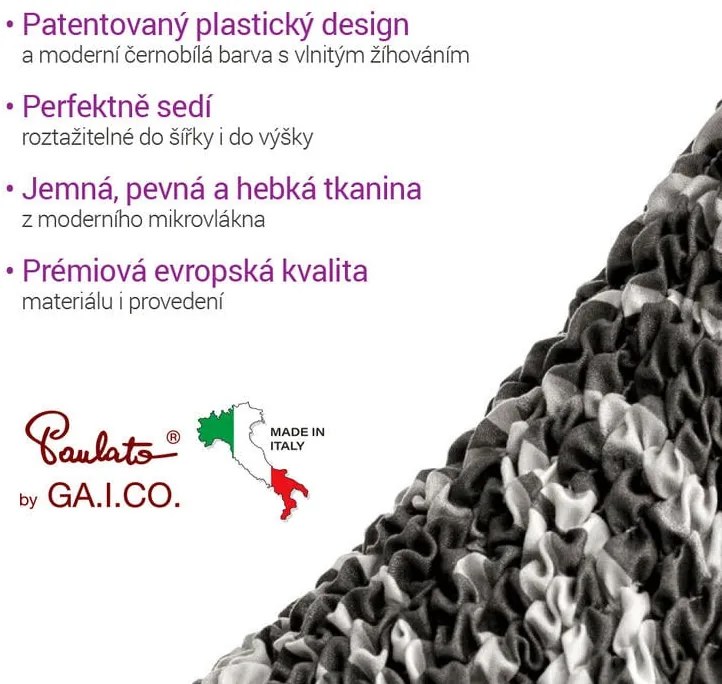 Bielastické potahy UNIVERSO NOVÉ žíhané černobílé křeslo s dřevěnými rukojeťmi (š. 40 - 70 cm)